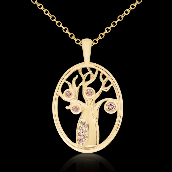 Dreamtime 9ct Yellow Gold Diamond Oval Boab Tree Pendant – Suzy'sFine ...